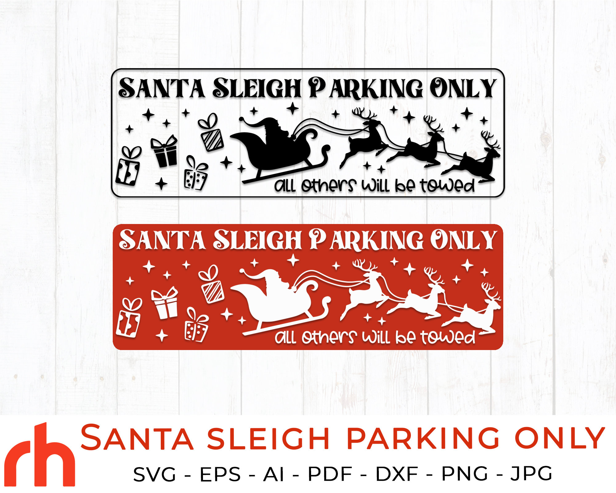 Santa Sleigh Parking Only Svg Christmas Porch Sign Svg | Etsy