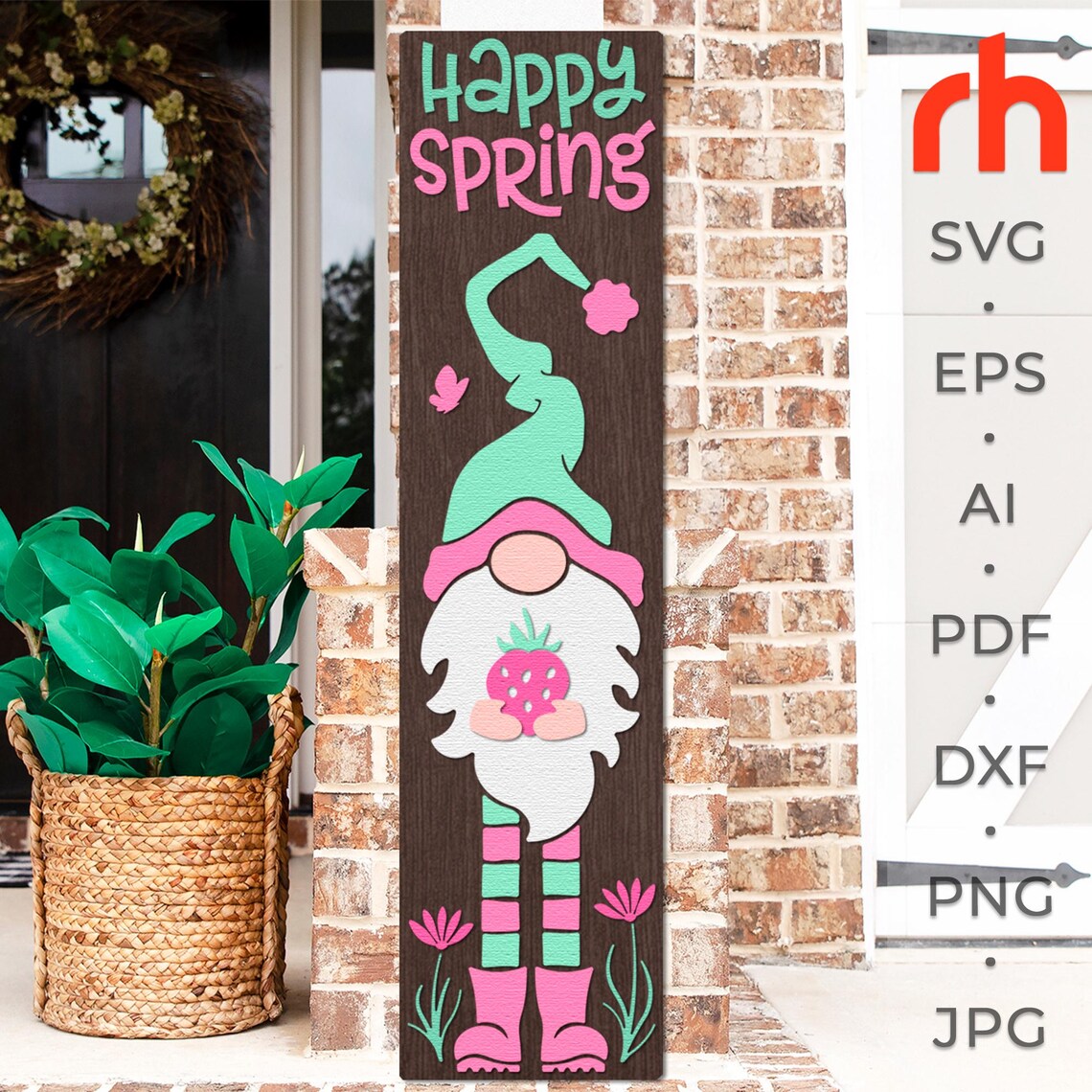 Happy Spring SVG, Layered Porch Sign Cut File, Spring Leaner DXF ...