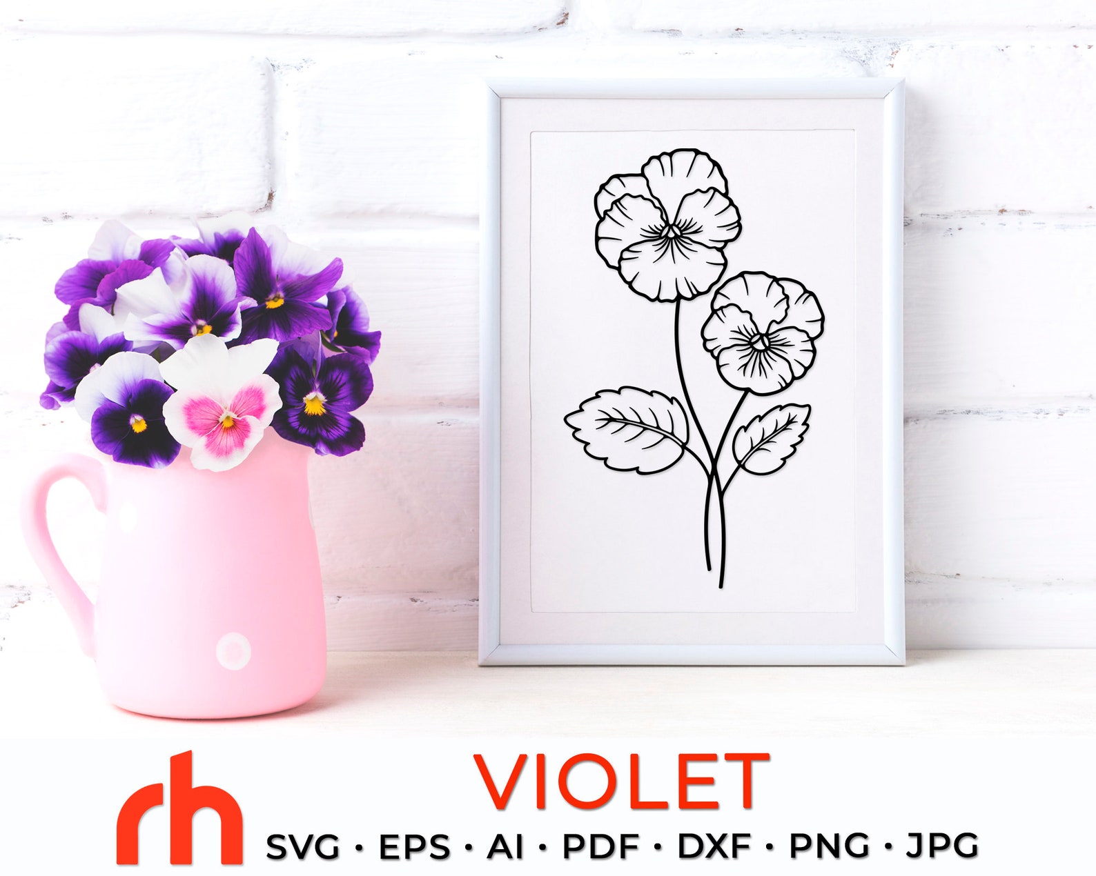 Violet SVG, February Flower Cut File, Pansies Outline, Aquarius Plant ...