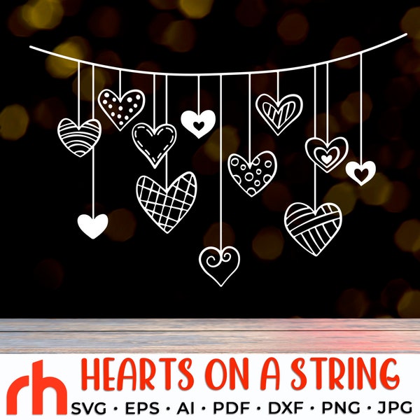 Hanging Hearts Svg - Etsy