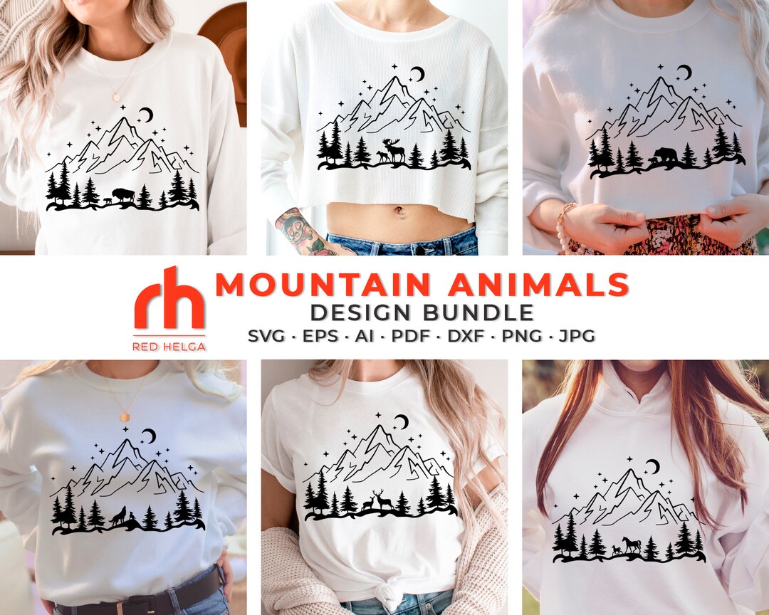 Mountain Animals SVG Bundle Woodland Scene Cut File Forest - Etsy