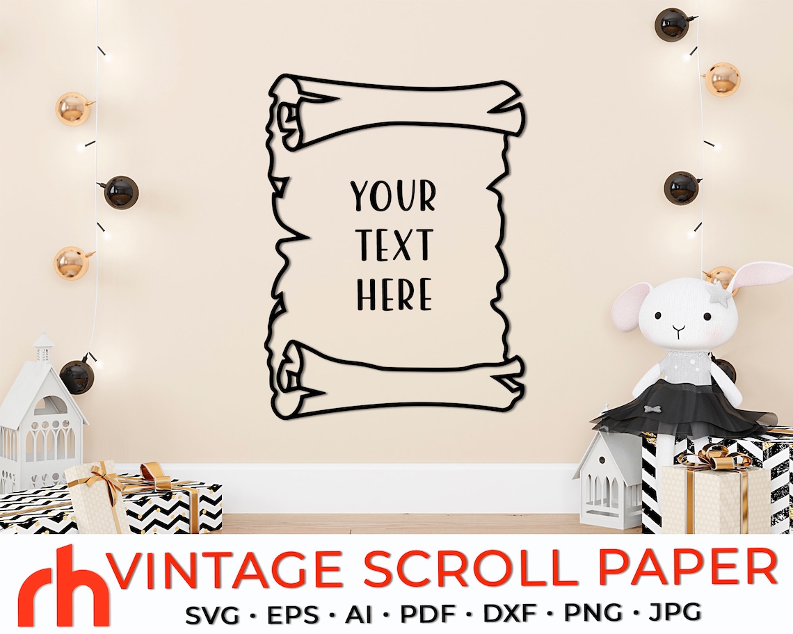 Vintage Scroll Paper SVG, Blank Treasure Map Cut File, Papyrus DXF ...