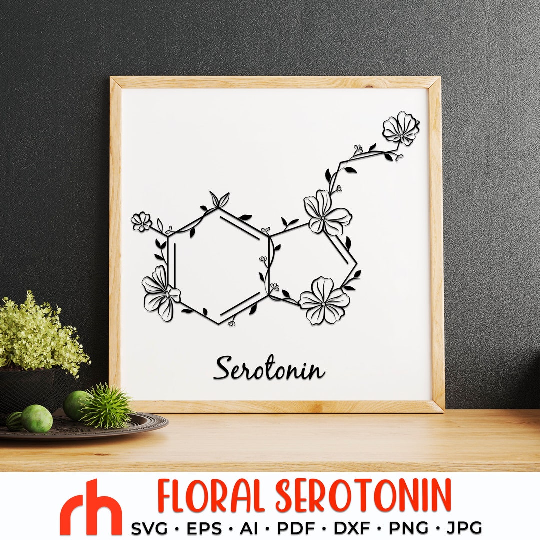 Floral Serotonin SVG, Flower Molecule Cut File, Molecular Structure DXF ...