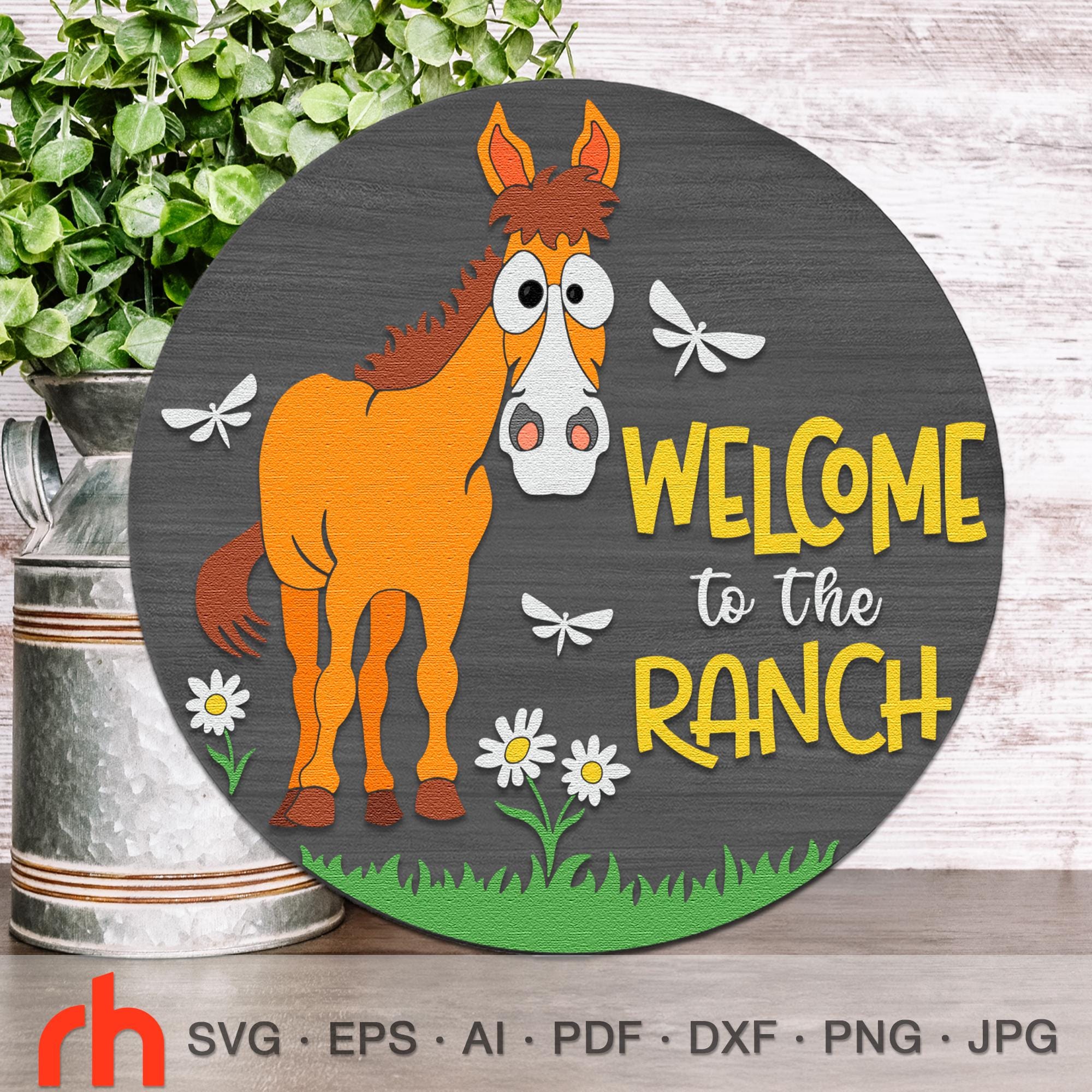 Welcome to the Ranch SVG, Layered Farm Door Sign Cut File, Farmhouse ...