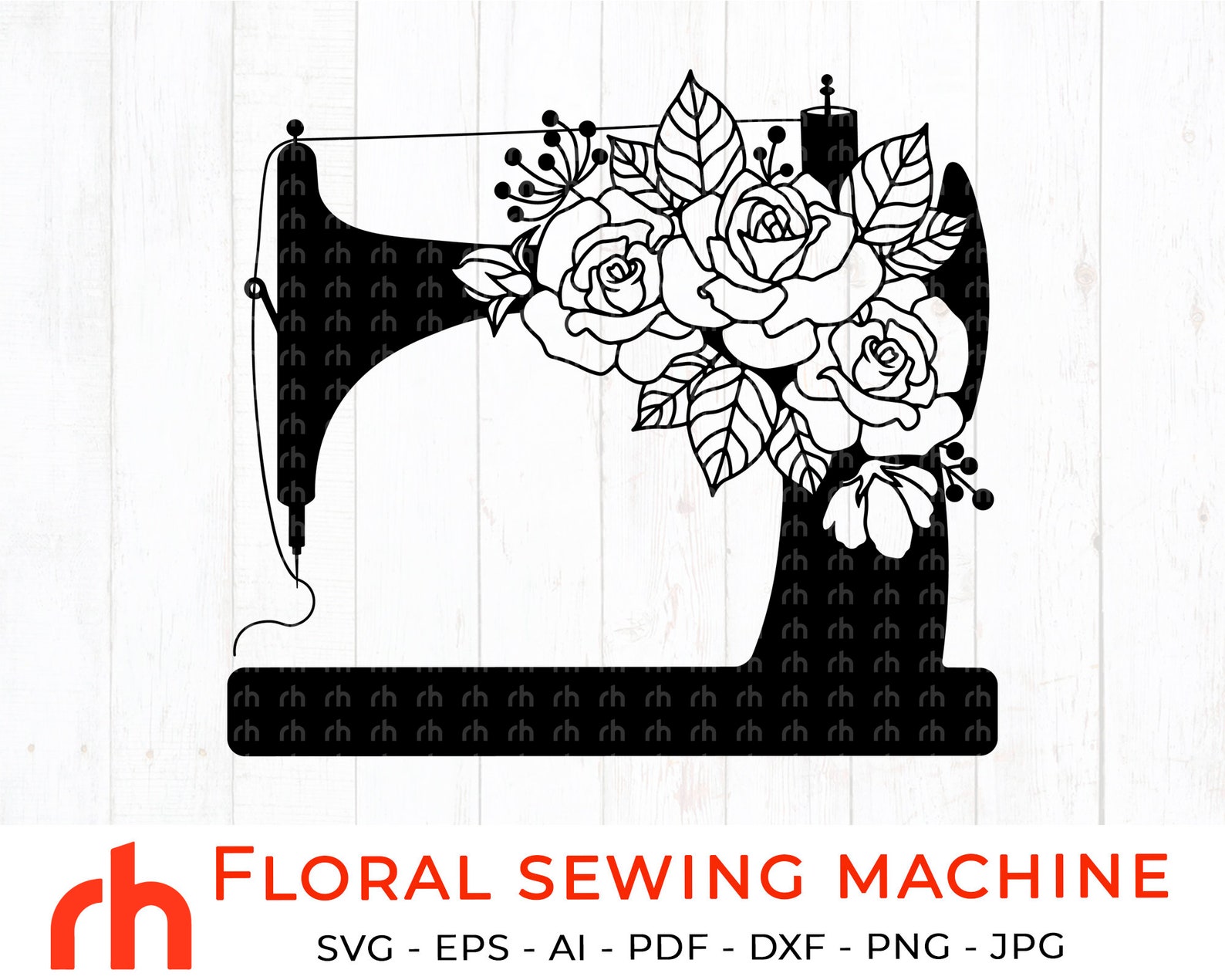 Floral Sewing Machine Svg Flower Sewing Svg Sewing Machine | Etsy