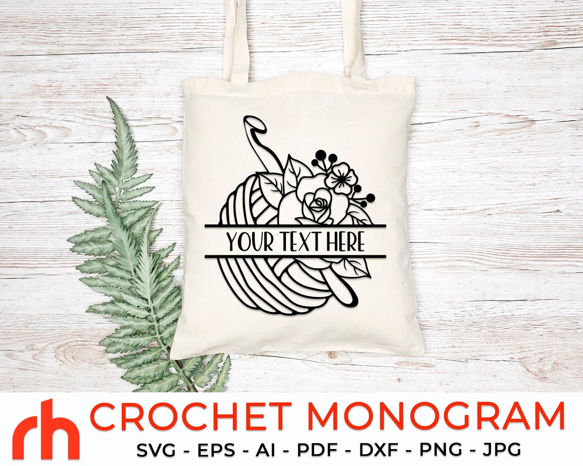 Crochet Monogram SVG Floral Yarn Logo Cut File - Etsy