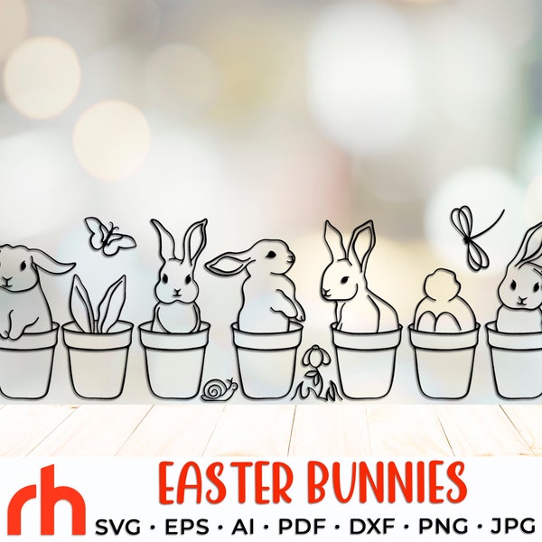 Cute Bunny Svg - Etsy