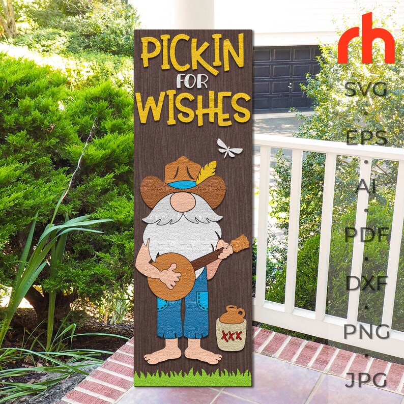 Pickin’ for Wishes SVG, Layered Country Porch Sign Cut File, Silhouette ...