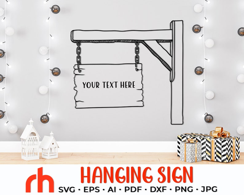 Blank Wooden Sign SVG Hanging Signboard Cut File Direction - Etsy