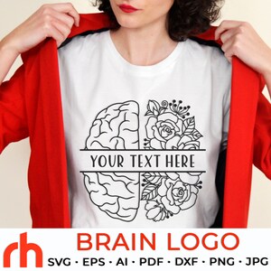 Brain Logo SVG, Floral Label Cut File, Flower Monogram DXF, Brain With ...