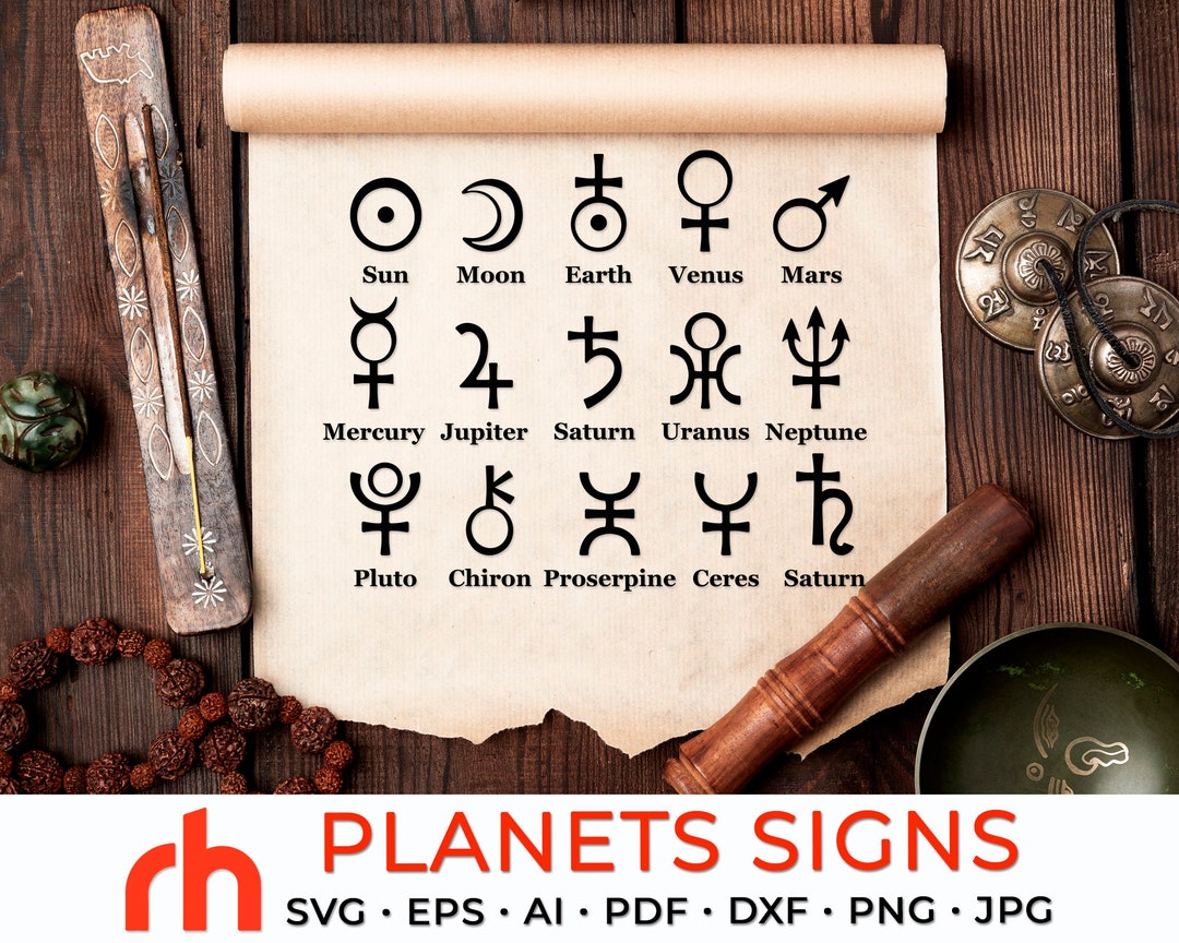 Planets Signs SVG, Astrological Symbols Cut File, Magic Planets DXF ...