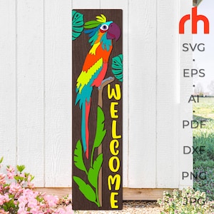 Parrot Welcome SVG, Layered Porch Sign Cut File, Summer Sitter DXF ...