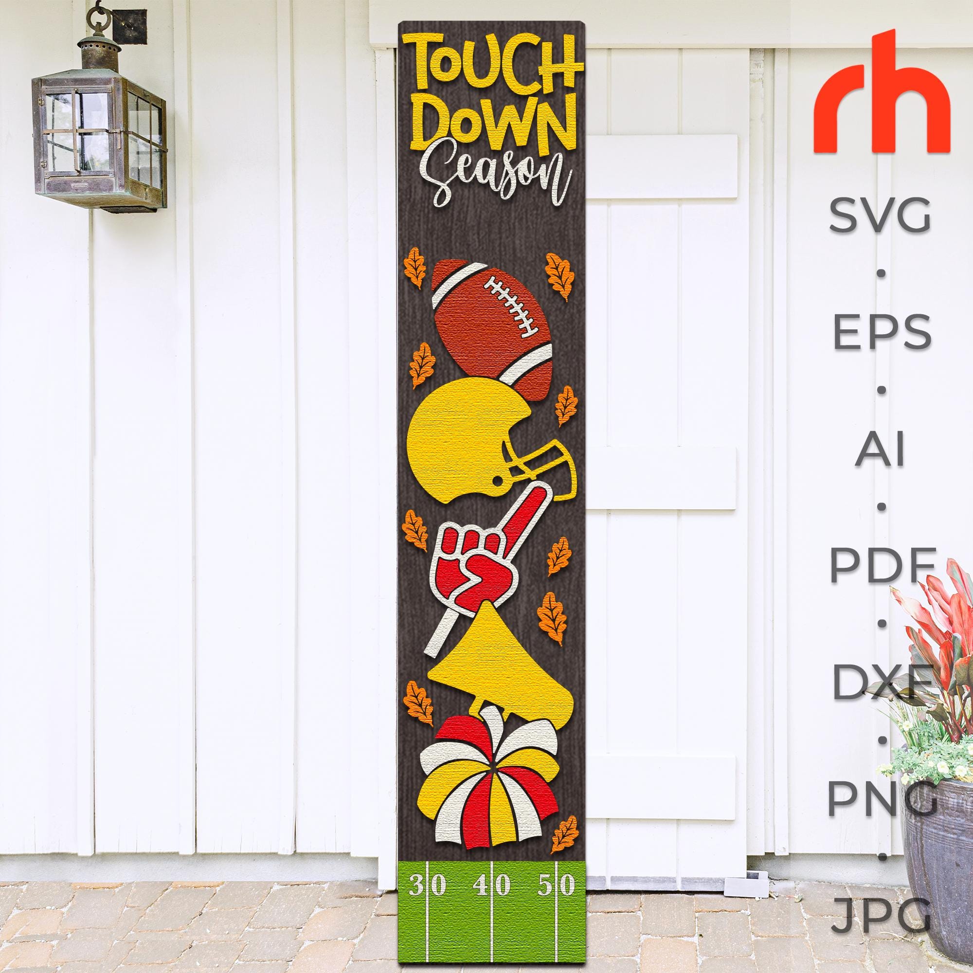 Touchdown Season SVG, Layered Porch Sign Cut File, Football Ball ...