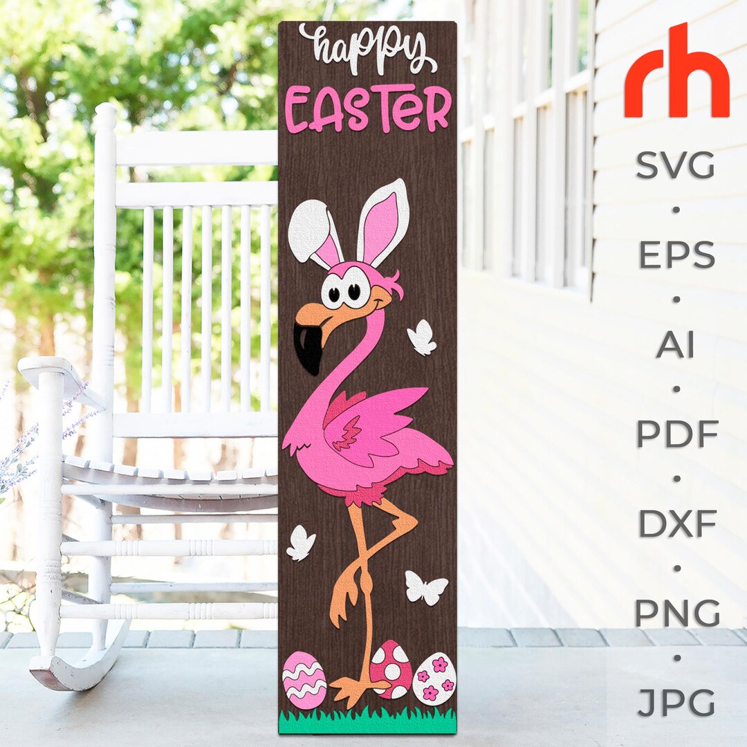 Happy Easter SVG, Easter Porch Sign Cut File, Layered Spring Leaner DXF ...