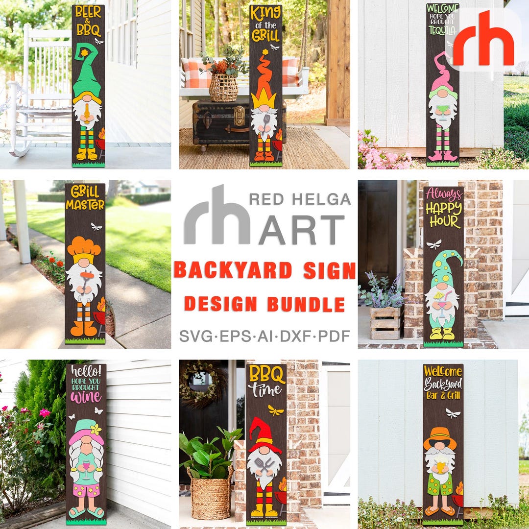 Backyard Sign SVG Bundle, Layered Porch Sign Cut File, Summer Leaner ...