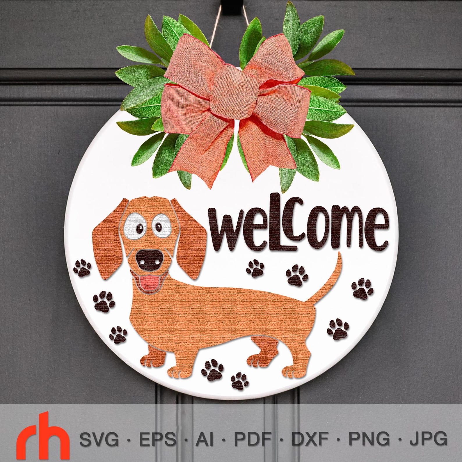 Welcome Wiener Sign SVG, Layered Door Sign Cut File, Dachshund ...