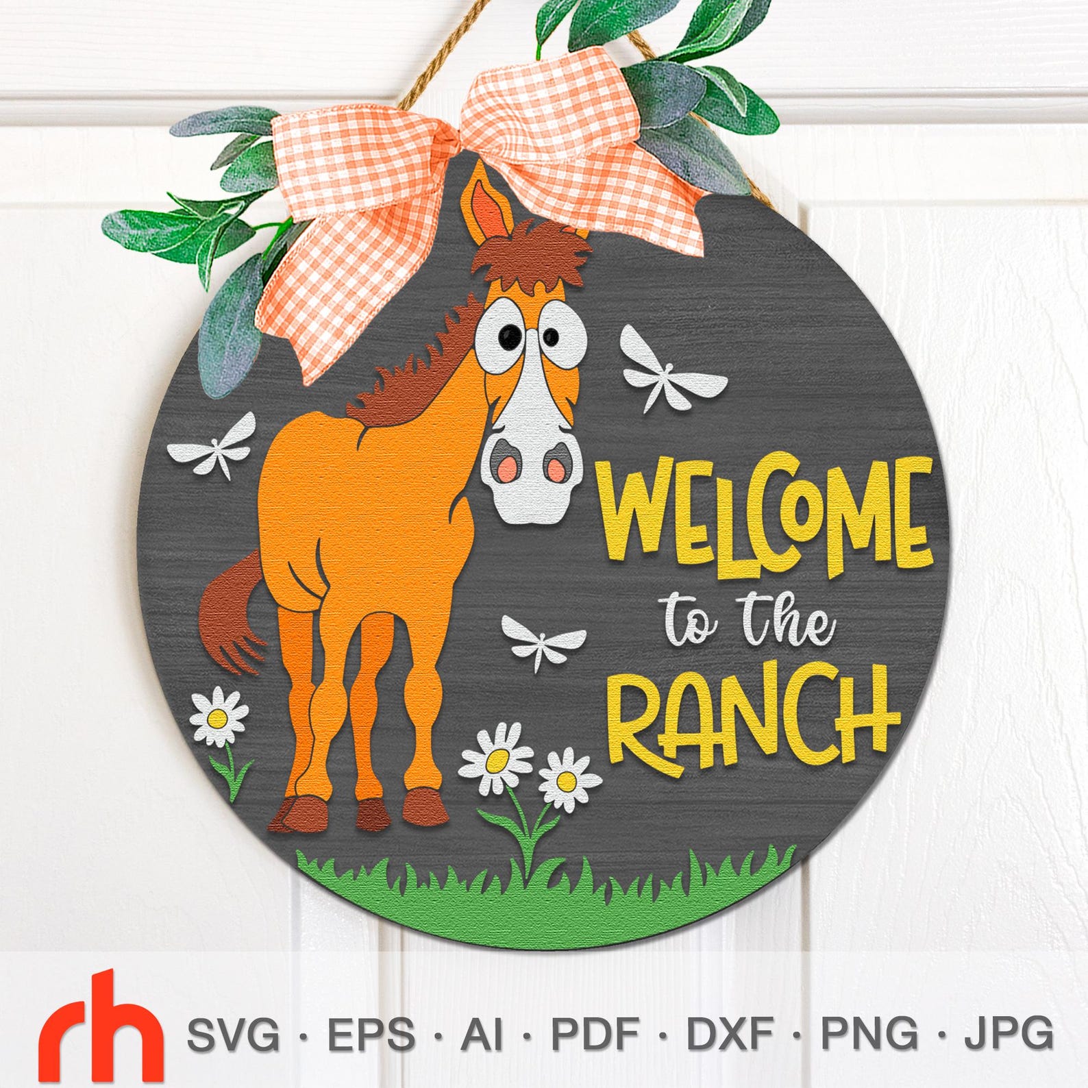 Welcome to the Ranch SVG, Layered Farm Door Sign Cut File, Farmhouse ...