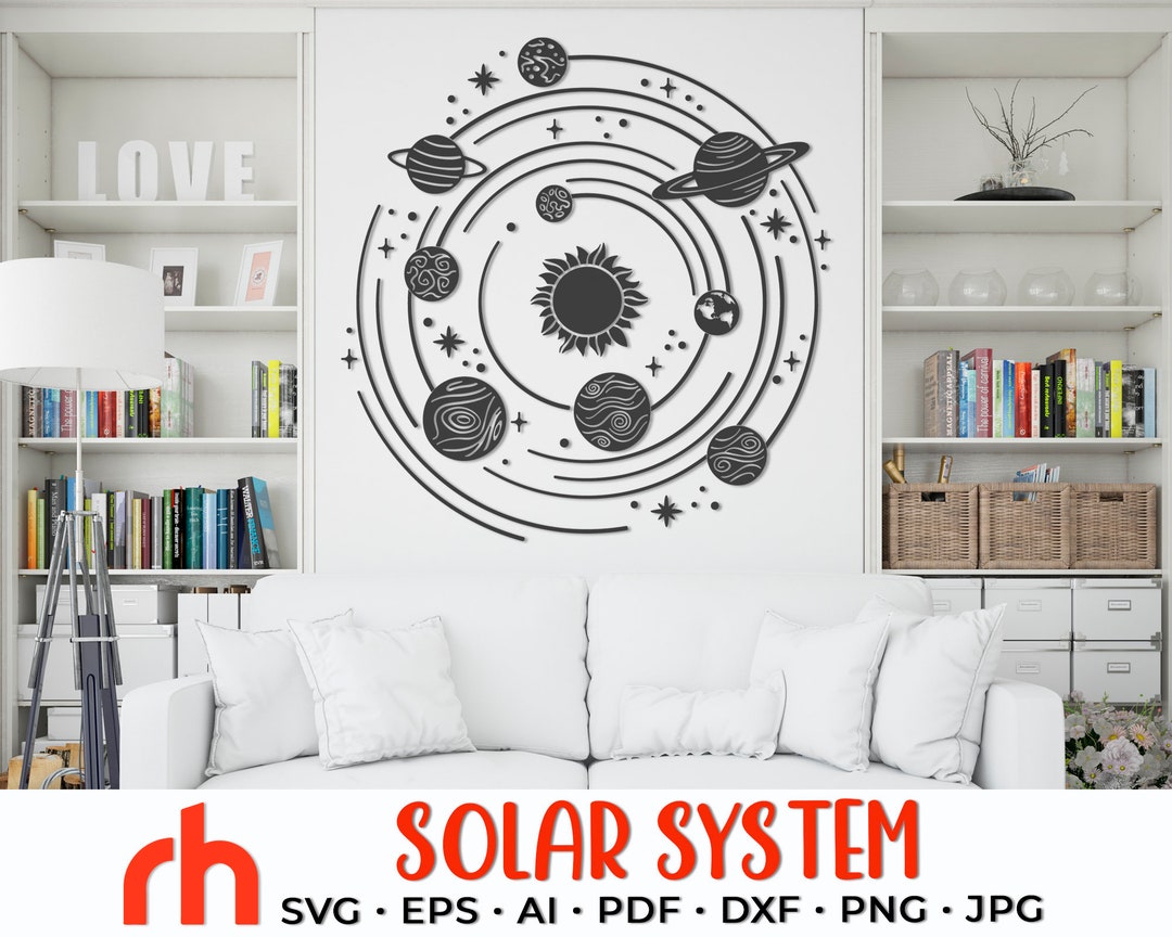 Solar System SVG, Orbit Planets Silhouette, Space Decor Cut File - Etsy