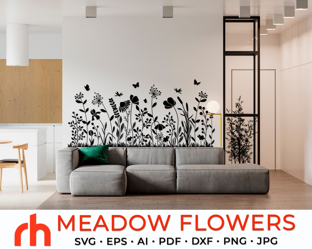 Meadow Flowers SVG, Floral Border Cut File, Window Decor DXF ...