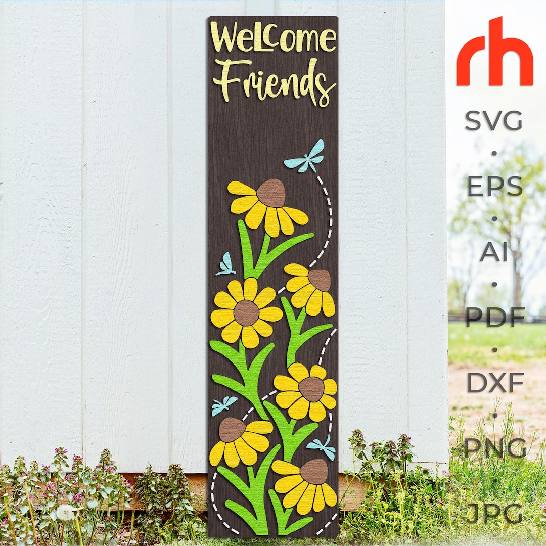 Welcome Friends SVG, Layered Porch Sign Cut File, Silhouette of ...