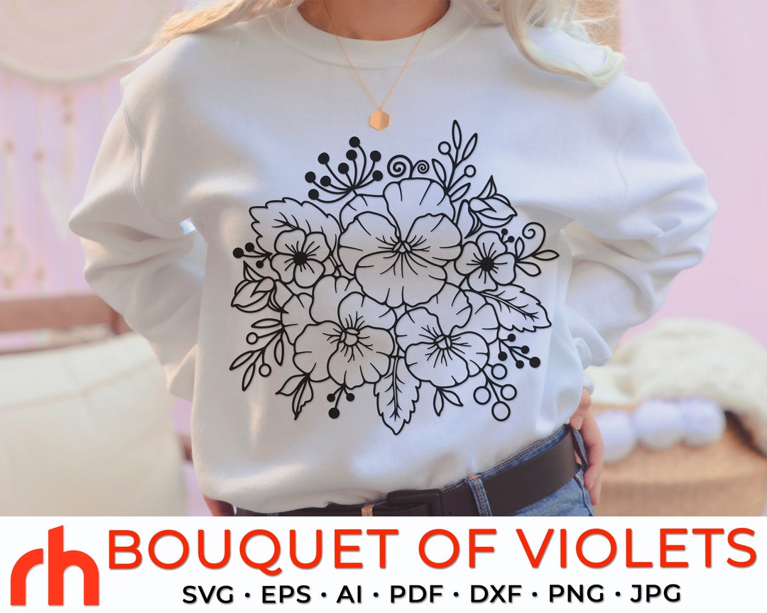 Bouquet of Violets SVG Flower Bunch Cut File Spring Flowers - Etsy