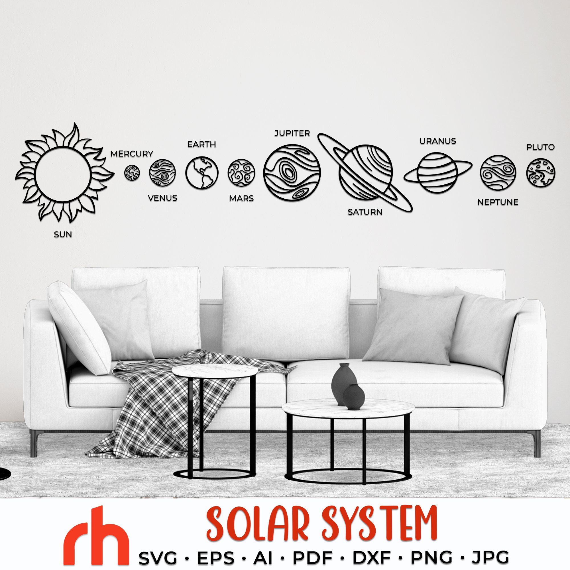 Solar System SVG, Parade of Planets Cut File, Space Decor DXF - Etsy