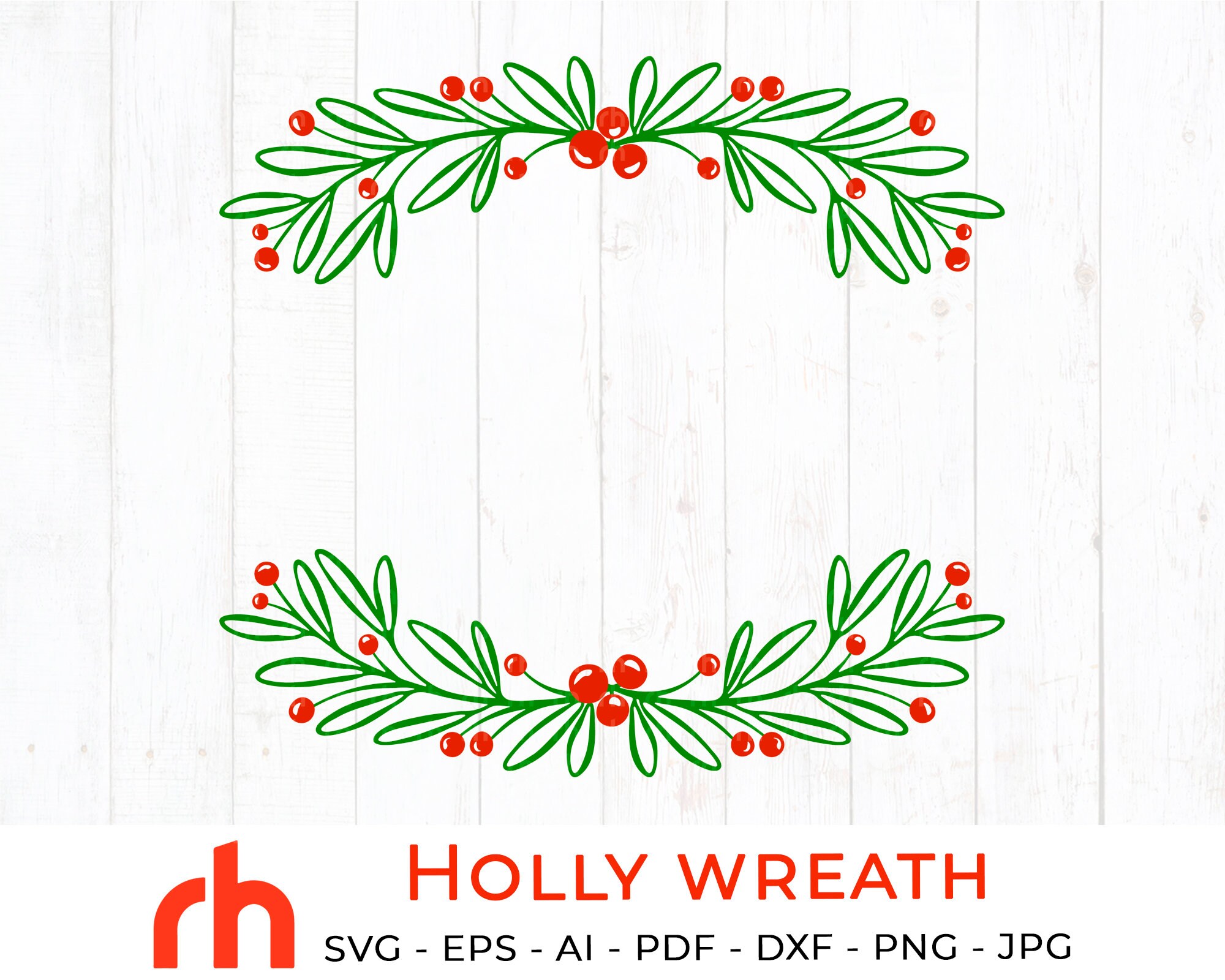 Holly Wreath SVG Christmas Border Cut File - Etsy