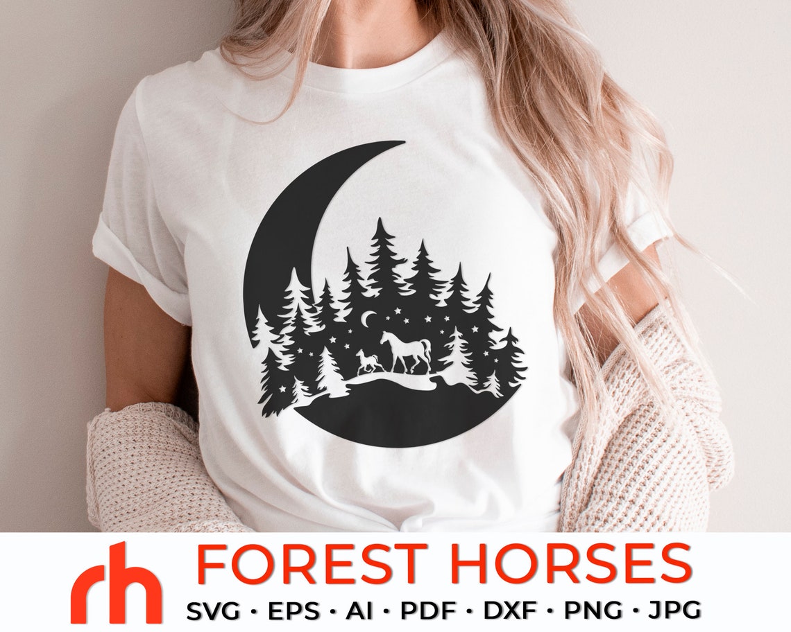 Forest Horses SVG Outdoor Scene Cut File - Etsy