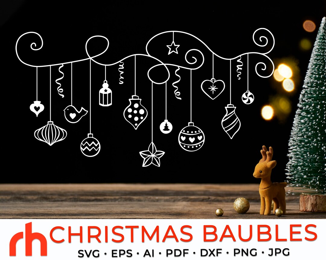 Christmas Baubles SVG, Hanging Balls Cut File, Balls on a String DXF ...