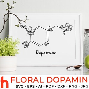Floral Dopamine SVG, Flower Molecule Cut File, Molecular Structure DXF ...
