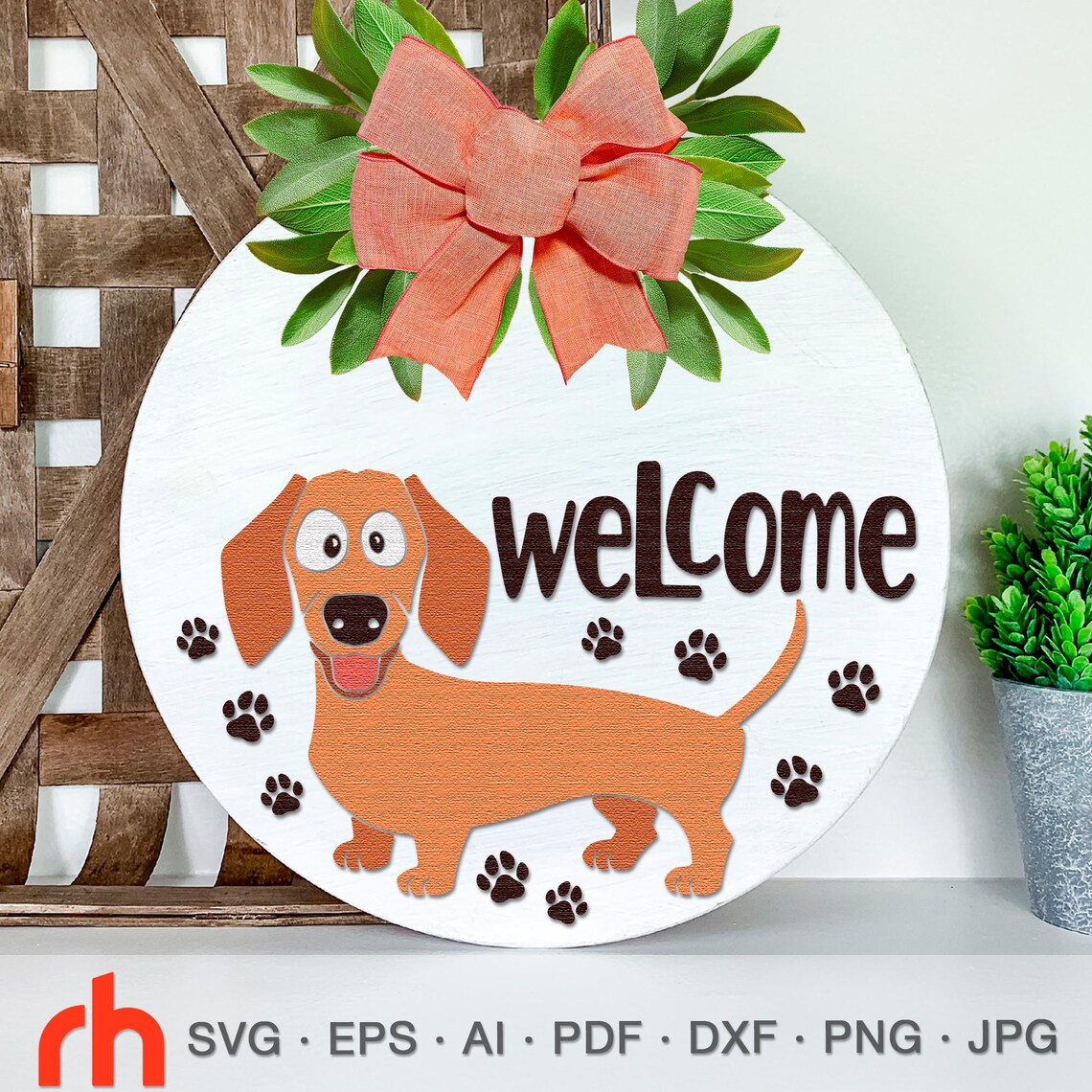 Welcome Wiener Sign SVG, Layered Door Sign Cut File, Dachshund ...