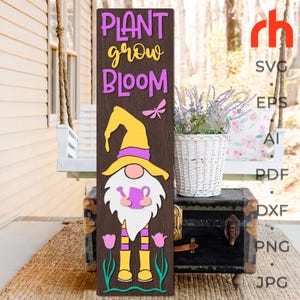 Spring Gnome Sign SVG Bundle, Garden Porch Sign Cut File, Layered ...
