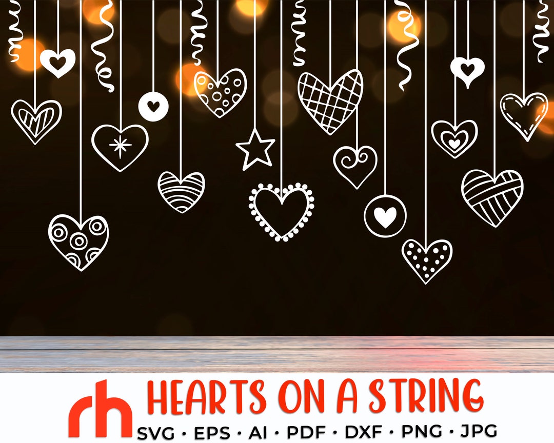 Hearts on a String SVG Hanging Ornament Cut File - Etsy