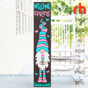 Spring Gnome Sign SVG Bundle, Garden Porch Sign Cut File, Layered ...