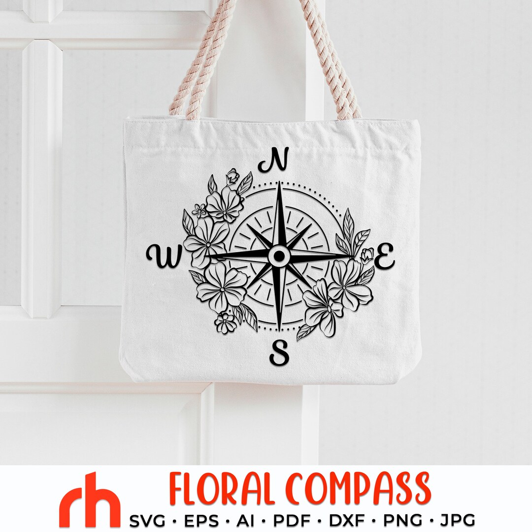 Floral Compass SVG, Flower Design Cut File, Boho Shirt DXF - Etsy