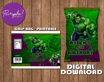 Labels for Hulk Party Chip Bag Label DIGITAL DOWNLOAD Hulk Printable ...