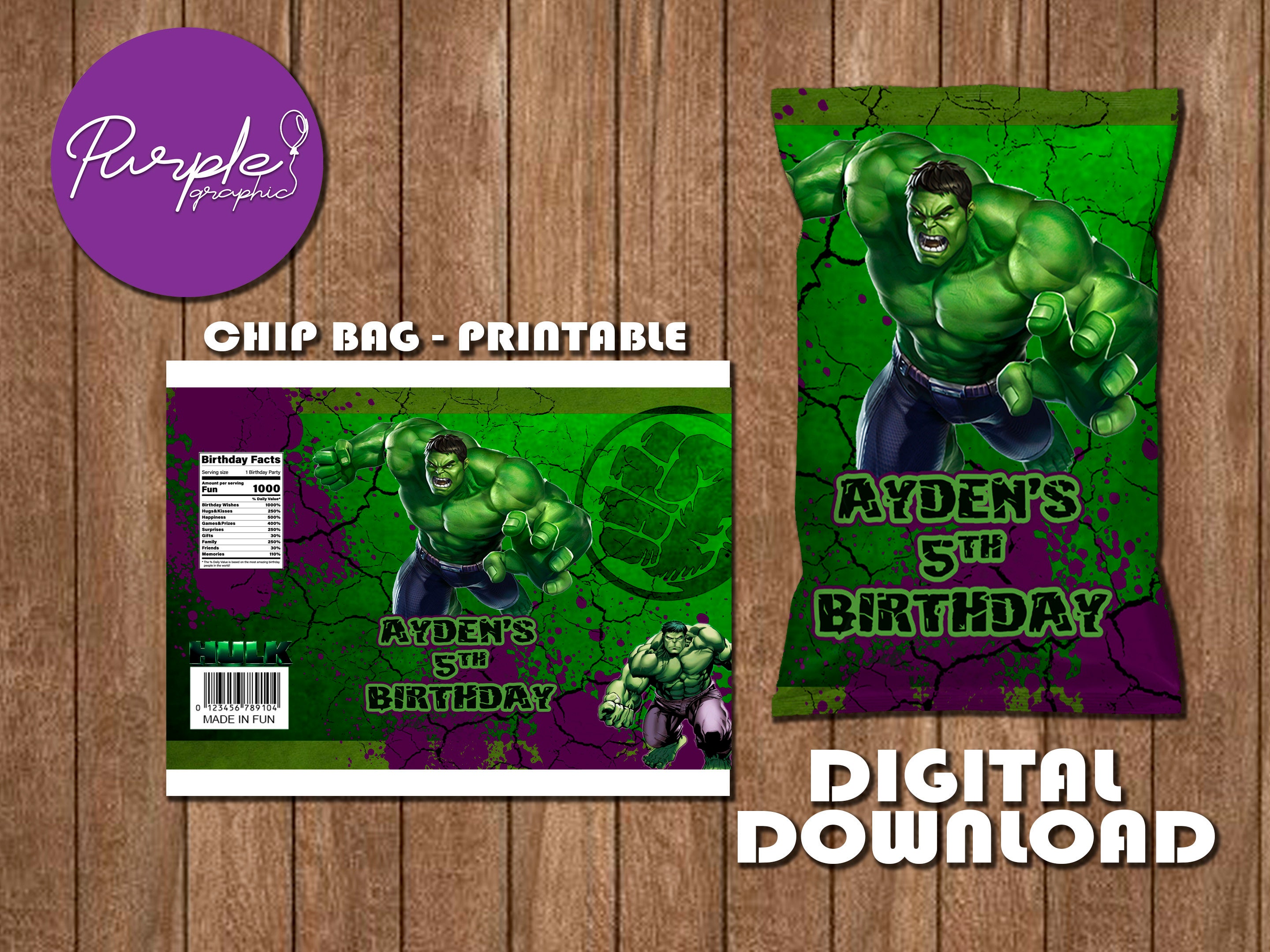 Labels for HULK Party - Chip Bag Label - DIGITAL DOWNLOAD - Hulk ...