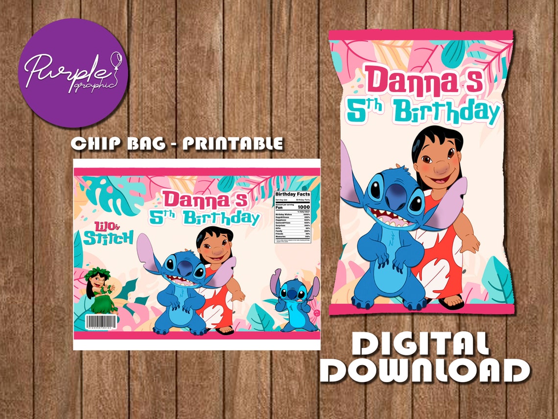 Label for Lilo and Stitch Birthday Party - Chip Bag 1oz - DIGITAL ...