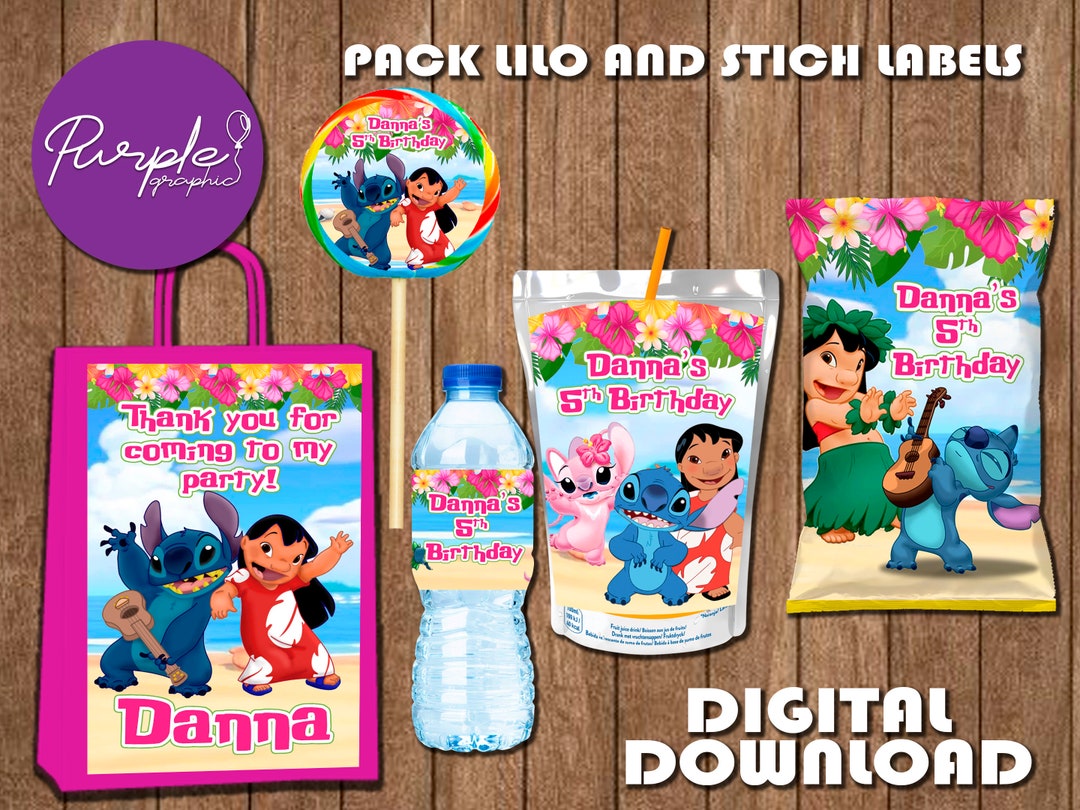 Labels for Lilo and Stitch Party Pack - Chip Bag - Favor Bag - Juice ...