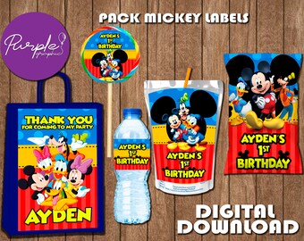 Mickey Mouse Clubhouse Birthday Party Juice Labels, Minnie and Micky ...