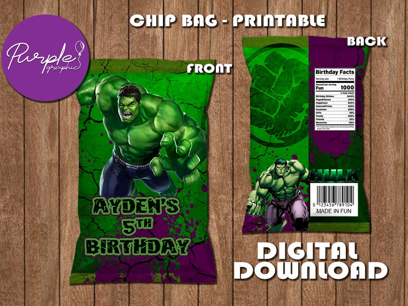 Labels for HULK Party - Chip Bag Label - DIGITAL DOWNLOAD - Hulk ...