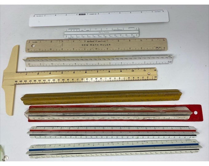 Lot 9 Vintage Architect Engineer Scale Triangular Rulers Staedtler ...