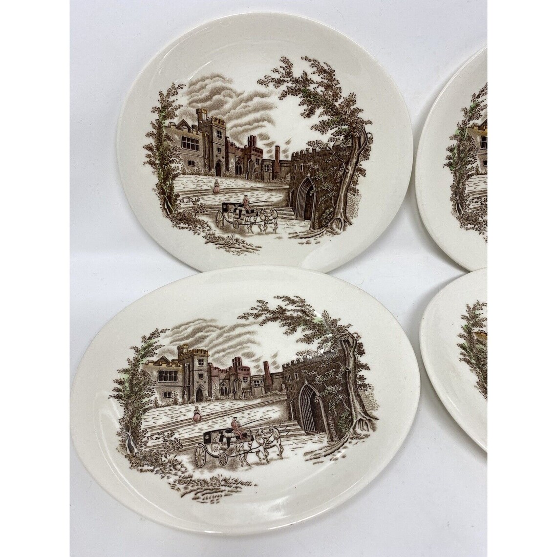 6 Vintage Johnson Bros Old Britain Castles Haddon Hall Dessert Plates ...