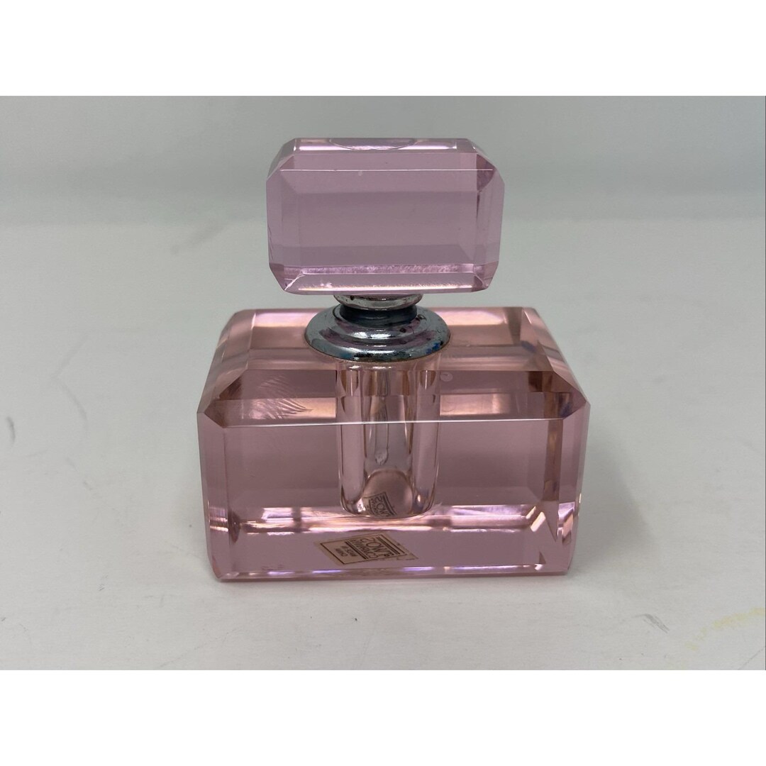 Pink Glass Faceted Cube Perfume Bottle With Glass Stopper Twos Company ...