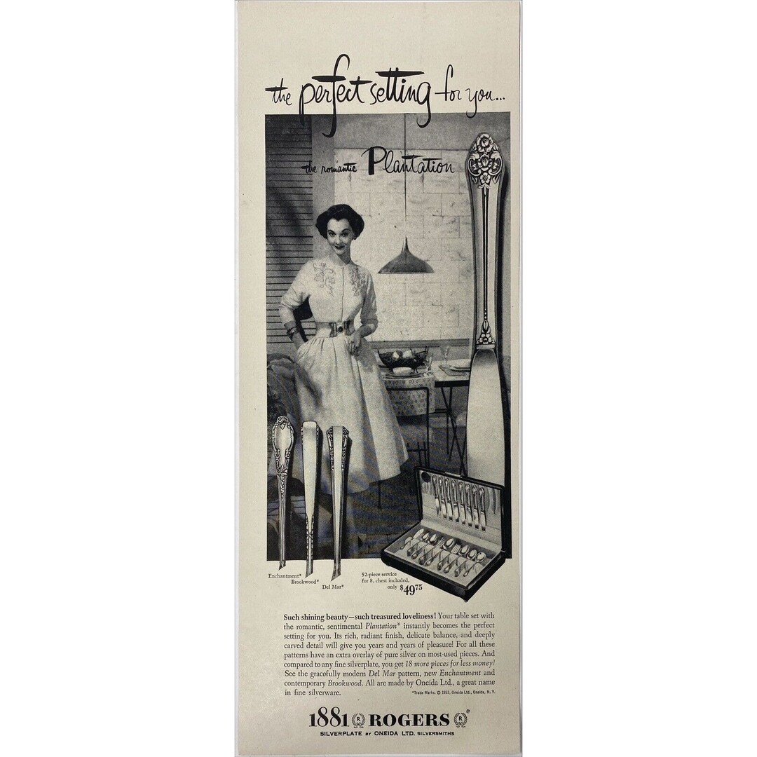 1953 Print Ad Oneida Rogers Plantation Pattern the Perfect Setting for ...