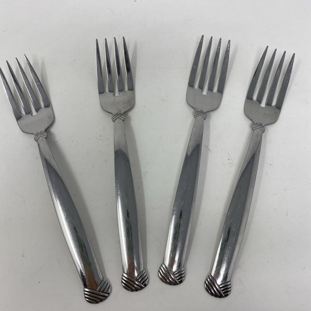 Oneida Rattan Stainless Flatware 4 Salad Forks 6 3/4" - Etsy