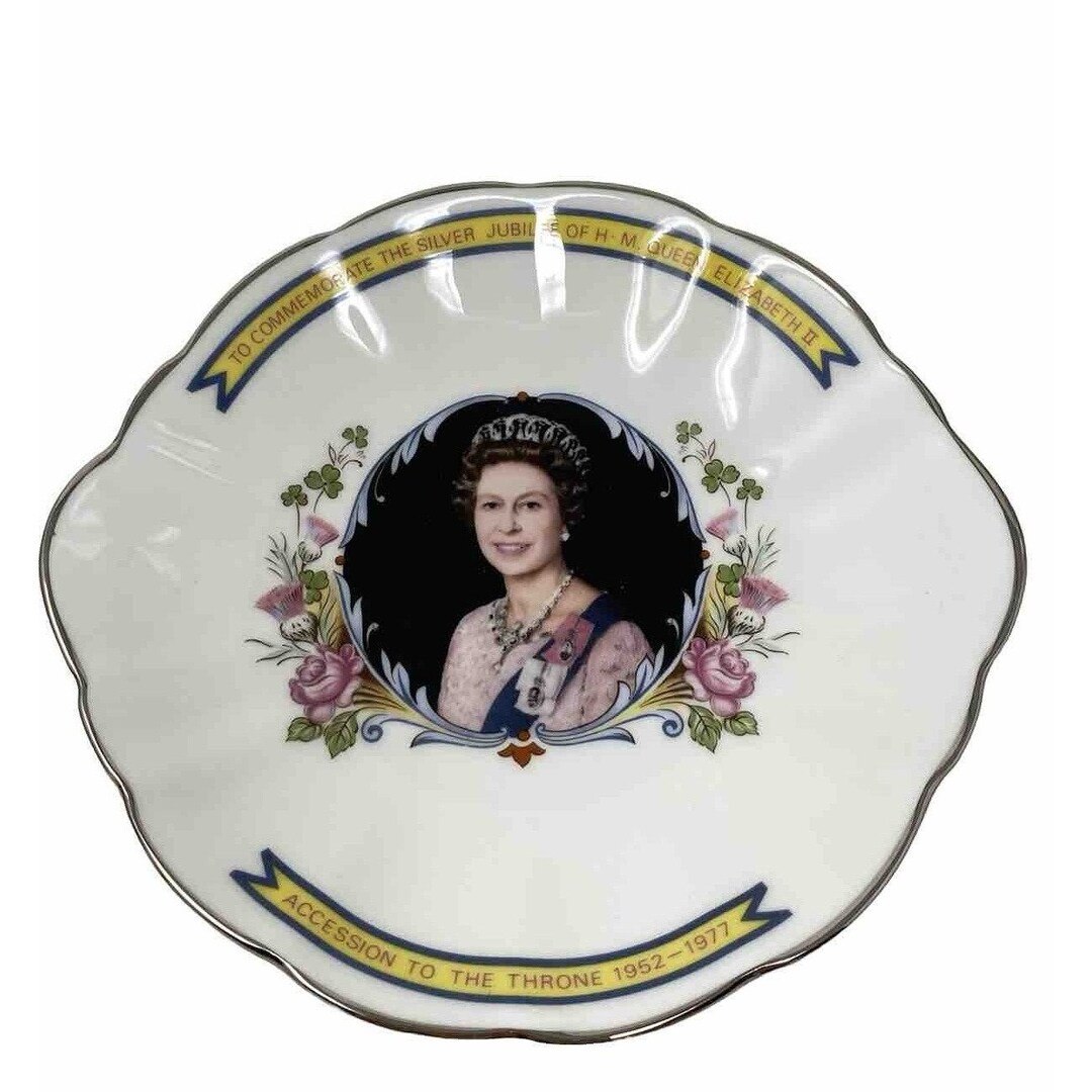 Crown Staffordshire Silver Jubilee Queen Elizabeth II 1973 Trinket Dish ...