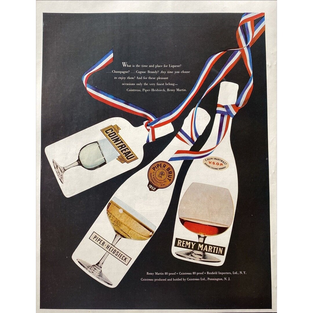 1958 Remy Martin Cointreau Piper Heidsieck Vintage Color Print Red ...