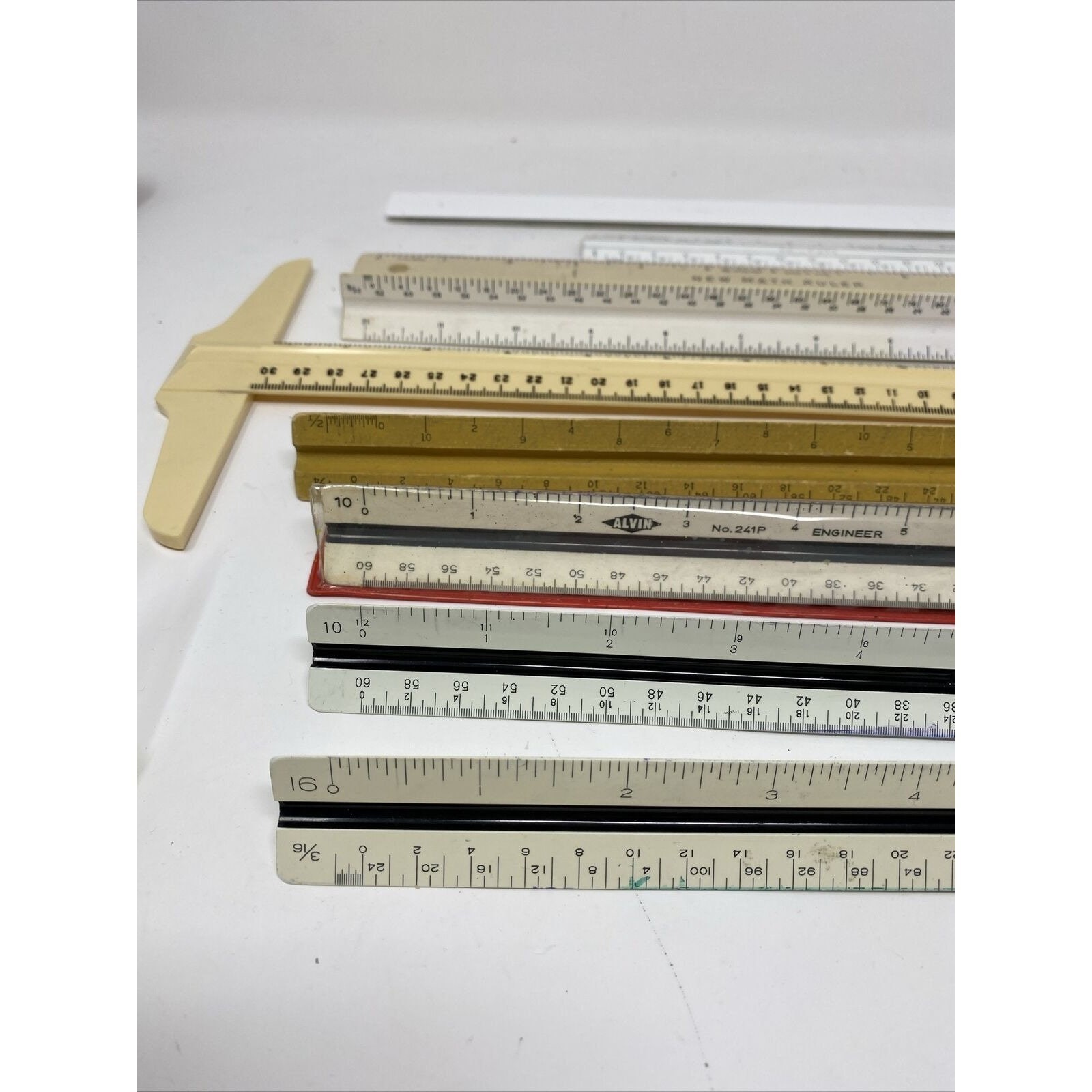 Lot 9 Vintage Architect Engineer Scale Triangular Rulers Staedtler ...