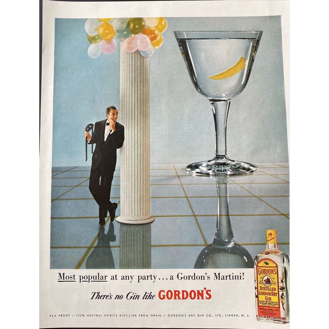 1958 Gordons Gin Vintage Color Print Ad Martini Most Popular - Etsy